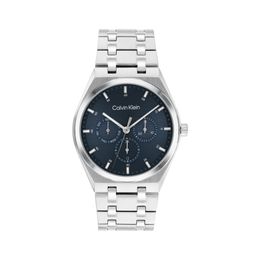 Multifunktionsuhr Calvin Klein "CK MOTION", silberfarben, dunkelblau, Armbanduhren, Damen, Multifunktionsuhr, Quarzuhr, Armbanduhr, Damenuhr, Herrenuhr, Edelstahlarmband, analog