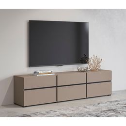 Lowboard OTTO HOME "Cross, moderne grifflose TV-Kommode,3 Klappen/3 Schubk&auml;sten", schwarz (congo, schwarz), B:180cm H:48,2cm T:40cm, FSC-zertifizierter Holzwerkstoff, Melamin, Sideboards, Lowboard, Breite 180 cm, TV-Schrank mit viel Stauraum, TV-Board