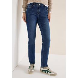 Slim-fit-Jeans Cecil "Style Vicky", Damen, Gr. 33, L&auml;nge 28, mid blau wash, Denim/Jeans, Obermaterial: 97% Baumwolle, 3% Elasthan. Futter: 52% Polyester, 48% Baumwolle, unifarben, slim fit lang, Jeans Slim-fit-Jeans, mit Stretch