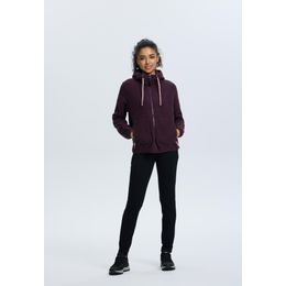 Strickfleecejacke Icepeak "Icepeak AALET", Damen, Gr. L, plum, Obermaterial: 100% Polyester, normal, Jacken Strickfleecejacke, mit fester Kapuze und Kordelz&uuml;gen, mit Rei&szlig;verschlusstaschen