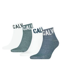 Kurzsocken Calvin Klein Jeans "CKJ MEN QUARTER 4P RIBBON LOGO ECOM", Herren, Gr. - (40/46), blau, wei&szlig;, teal, Obermaterial: 73% Baumwolle, 25% Polyamid, 2% Elasthan, Socken Kurzsocken