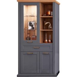 Vitrine OTTO HOME "Tara", grau (graphit matt, pacific walnut), B:101cm H:200cm T:48cm, Holzwerkstoff, MDF, Sicherheitsglas, Schr&auml;nke, Vitrine, lackiert mit wasserbasiertem UV-Lack, Soft-Close-Funktion