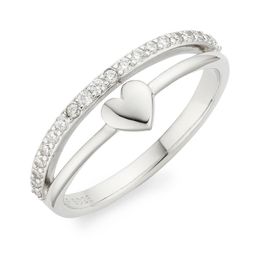 Fingerring "Schmuck Geschenk Silbering mit Herzchen" Gr. 54, silberfarben, kristallwei&szlig;, ANISTON JEWELRY & WATCHES, Fingerringe, Damen, 54, Silber 925 (Sterlingsilber), 1,5mm, Fingerring, mit Zirkonia (synth.)
