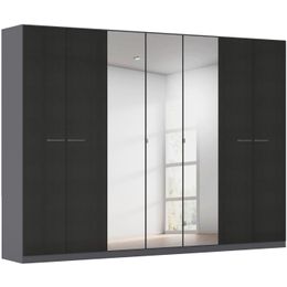 Dreht&uuml;renschrank Rauch "Kleiderschrank Schrank Garderobe TOPSELLER OTELI inkl. Inneneinteilung", graumetallic, hochglanz effektgrau, B:315cm H:229cm T:54cm, Holzwerkstoff, Schr&auml;nke, Dreht&uuml;renschrank, mit zus&auml;tzlichen Einlegeb&ouml;den, optional mit Spiegel MADE IN GERMANY