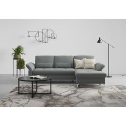 Ecksofa Home Affaire "Palm Beach L-Form", grau, B:275cm H:89cm T:175cm, 100%Polyester, Sofas, Ecksofa, Federkern, mit Sitztiefenverstellung, wahlweise mit Bettfunktion