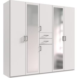 Dreht&uuml;renschrank wimex "Dillingen", wei&szlig;, B:225cm H:208cm T:58cm, Holzwerkstoff, Schr&auml;nke, Dreht&uuml;renschrank, Schubladen auf bequemer Zugriffsh&ouml;he, mit Spiegel