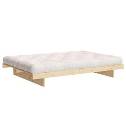 Bettgestell Karup Design "Kanso Bed, Stauraumbett, Bett mit oder ohne Schubladen", beige (kiefer natur), B:142cm H:25cm L:200cm, Betten, Bettgestell, Bett mit/ohne Schubladen, inkl Lattenrost, FSCzertifiert