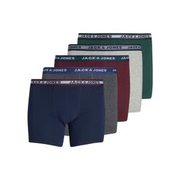 Jack & Jones PlusSize Boxershorts "JACOLIVER mit elastischem Bund und Stretch", Herren, Gr. 3XL, 5 Stk., grau (dunkelgrau melange), Jersey, Obermaterial: 95% Baumwolle, 5% Elasthan, JACK & JONES PLUSSIZE, unifarben, Unterhosen Boxershorts, unifarben, casual, regular fit, Baumwollmischung