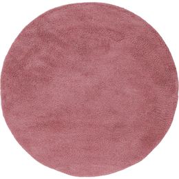 Teppich CarpetFine "Silky", rosa, H:20mm &Oslash;:200cm, Mikropolyester, Teppiche, Teppich, Shaggy, Langflor, uni, besonders weich, handarbeit