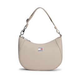 Schultertasche Tommy Jeans "TJW DAILY ELEVATED SHOULDER BAG", Damen, Gr. B/H/T: 20cm x 13,5cm x 6cm, sandfarben, Lederimitat, Taschen Schultertasche, Damen Tragetasche mit verl&auml;ngerbarem Trageriemen