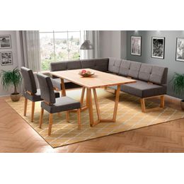 Eckbankgruppe OTTO HOME "Ponza Eckbank K&uuml;chenbank BESTSELLER", braun (braun, eiche ge&ouml;lt), langer Schenkel rechts, Sitzm&ouml;bel-Sets, Eckbankgruppe, Sitzgruppe Esszimmer St&uuml;hle Tisch und Bank bequem gepolstert