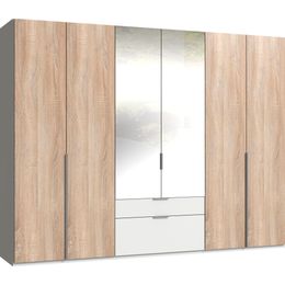 Kleiderschrank wimex "New York", wei&szlig; (wei&szlig;,struktureichefarben hell, spiegel), B:270cm H:208cm T:58cm, Schr&auml;nke, Kleiderschrank, mit Spiegelt&uuml;r