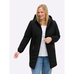 Steppjacke sheego, Damen, Gr. 52, schwarz, 94% Polyester, 6% Elasthan, Wattierung:100% Polyester, unifarben, Jacken Steppjacke