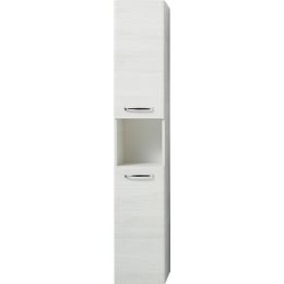 Hochschrank SAPHIR "Quickset Badschrank 30 cm breit, 2 T&uuml;ren, 1 Nische, 3 Einlegeb&ouml;den", wei&szlig; (eiche wei&szlig;, eiche wei&szlig;), B:30cm H:168cm T:33cm, Holzwerkstoff, Schr&auml;nke, Hochschrank, Badezimmer-Hochschrank inkl. T&uuml;rd&auml;mpfer, Griffe in Chrom gl&auml;nzend