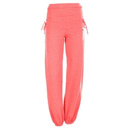 Sporthose WINSHAPE "WH1", Damen, Gr. XS, Normalgr&ouml;&szlig;en, rot (neon coral), 48% Baumwolle, 48% Polyester, 4% Elasthan, Hosen Sporthose, mit seitlicher Raffung