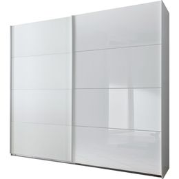 Schwebet&uuml;renschrank wimex "Ernesto", wei&szlig; (wei&szlig;, glas wei&szlig;), B:225cm H:208cm T:65cm, Holzwerkstoff, Schr&auml;nke, Schwebet&uuml;renschrank, mit farbigen Glaselementen