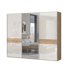 Schwebet&uuml;renschrank OTTO HOME "Gala, wahlweise mit oder ohne Spiegel, 272x65x224cm, FSC-zertifiziert", beige (beige, pacific walnut), B:272cm H:224cm T:65cm, Schr&auml;nke, Schwebet&uuml;renschrank, UV lackiert, kratzfest, hochgl&auml;nzend, Soft-Close Funktion