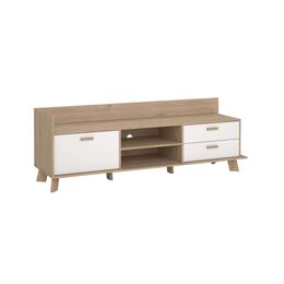 Lowboard Andas "Ikast TV-M&ouml;bel, Sideboard, TV-Unit, Fernsehschrank, TV-Element", wei&szlig; (jackson hickory, wei&szlig;), B:181,9cm H:61,6cm T:51,2cm, Holzwerkstoff, Sideboards, Lowboard, TV-Kommode, 1 T&uuml;r, 2 Schubladen, Breite 182 cm, H&ouml;he 61,6 cm