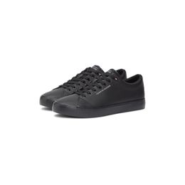 Sneaker Tommy Hilfiger "TH HI VULC CORE LOW LTH II ESS", Herren, Gr. 45, schwarz, Lederimitat, Schuhe Sneaker, Freizeitschuh, Halbschuh, Schn&uuml;rer in schmaler Form