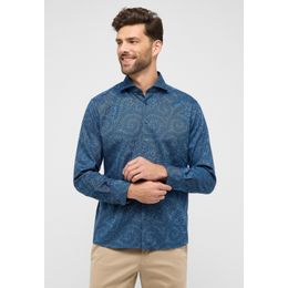 Langarmhemd Eterna "MODERN FIT", Damen, Gr. L, US-Gr&ouml;&szlig;en, schwarz indigo, Flanell, 52% cotton, 10% Schurwolle, 38% Lyocell, tailliert, Manschette, Hemden Langarmhemd, EASY IRON (b&uuml;gelleicht)