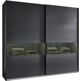 Schwebet&uuml;renschrank wimex "Easy Plus, Kleiderschrank Made in Germany", schwarz (graphit, rauchglas holmt&uuml;ren graphit), B:180cm H:236cm T:65cm, Holzwerkstoff, Schr&auml;nke, Schwebet&uuml;renschrank, mit Glaseinsatz/ Rauchglas, viele Breiten zur Auswahl, schwarze Griffe