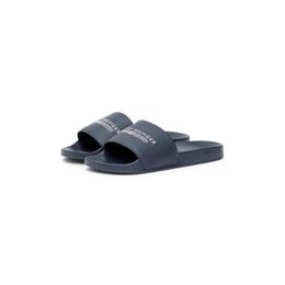 Pantolette Tommy Hilfiger "Tommy Hilfiger RAISED POOL SLIDE", Herren, Gr. 48, dunkelblau, Synthetik, Schuhe Pantolette, Sommerschuh, Badeschuh, Haussschuh mit Logoschriftzug