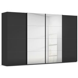 Schwebet&uuml;renschrank Rauch "Kleiderschrank Schrank Garderobe Schlafzimmerschrank SCALE-FYRA", schwarz (schwarz, glas schwarz, griffleisten schwarz), B:360cm H:223cm T:68cm, Holzwerkstoff, Schr&auml;nke, Schwebet&uuml;renschrank, edle viergeteilte T&uuml;ren Spiegel/Glas-Mix viele Farben MADE IN GERMANY
