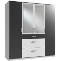 Kleiderschrank wimex "Click", wei&szlig; (wei&szlig;, graphit), B:180cm H:199cm T:58cm, Schr&auml;nke, Kleiderschrank, mit Spiegel