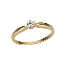 Goldring Firetti "Schmuck Geschenk Gold 375 Damenring Verlobungsring Goldring Solit&auml;r" Gr. 19, gold (gelbgoldfarben, wei&szlig;), Fingerringe, Damen, 19, 0,01 P2 = erkennbare Einschl&uuml;sse, Diamanten Gelbgold 375, Diamanten, Gelbgold 375, Goldring, mit Brillant