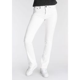 Bootcut-Jeans Arizona "Ultra Soft", Damen, Gr. 50, N-Gr, wei&szlig;, Denim/Jeans, Obermaterial: 65% Baumwolle, 33% Polyester, 2% Elasthan, Basic, bootcut fit lang, Jeans Bootcut-Jeans, elastische Passform, ausgestellte Beinform, hohe Leibh&ouml;he