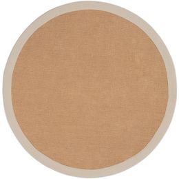 Sisalteppich CarpetFine "Sisal", grau (taupe), H:5mm &Oslash;:200cm, Sisal, Teppiche, Sisalteppich, mit farbiger Bord&uuml;re, Anti-Rutsch R&uuml;ckseite
