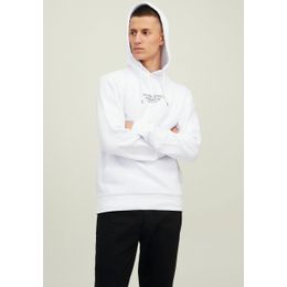 Jack & Jones Kapuzensweatshirt JACK & JONES "JPRBLUARCHIE SWEAT HOOD NOOS", Herren, Gr. M, wei&szlig;, angeraute Sweatware, Obermaterial: 70% Baumwolle, 30% Polyester, bedruckt, normal h&uuml;ftlang, Rundhals, Sweatshirts Kapuzensweatshirt