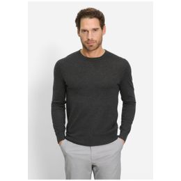 Rundhalspullover OLYMP, Herren, Gr. M, anthrazit, Strick, Obermaterial: 85% Schurwolle, 15% Seide, regular fit normal, Rundhals, Rippb&uuml;ndchen, Pullover Rundhalspullover