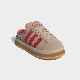 Pantolette adidas originals "CAMPUS 00S WINTER LOW", Damen, Gr. 38, stone khaki, stone khaki, better scarlet, Leder, Schuhe Pantolette