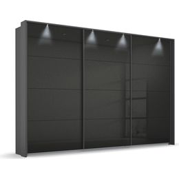 Schwebet&uuml;renschrank Rauch "Kleiderschrank Schrank Garderobe OTELI inkl. 3 Innenschubladen", grau (graumetallic, effektgrau hochglanz), B:278cm H:233cm T:68cm, Holzwerkstoff, Schr&auml;nke, Schwebet&uuml;renschrank, inkl. Passepartout optional mit Beleuchtung MADE IN GERMANY