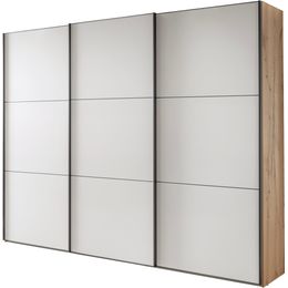 Schwebet&uuml;renschrank Wiemann "Phoenix, Made in Germany, modernes Design, Highlight, Blickfang", bianco, eiche, nachbildung, B:279cm H:217cm T:67cm, Schr&auml;nke, Schwebet&uuml;renschrank, maximaler Staurraum, inkl.Einlegeb&ouml;den, W&auml;scheb&ouml;den u. D&auml;mpfer