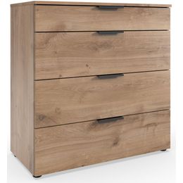 Schubkastenkommode wimex "Level by fresh to go", braun (plankeneiche nachbildung), B:81cm H:84cm T:41cm, Holzwerkstoff, Sideboards, Schubkastenkommode, 4 Schubladen mit soft-close Funktion, 81cm breit, 84cm hoch