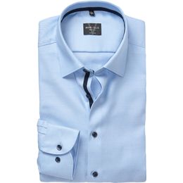 Langarmhemd MARVELIS, Herren, Gr. 41, N-Gr, bleu, Web, Obermaterial: 100% Baumwolle, unifarben, slim fit normal, 2-Knopf-Manschette, Hemden Langarmhemd, Businesshemd, New-York-Kentkragen, unifarben, schmale Passform