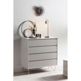 Kommode Salesfever "Bolton - Stilvolles Sideboard", wei&szlig; (wei&szlig;, gold), B:90cm H:90cm T:40cm, MDF, Metall, Sideboards, Kommode, in tollen Farben, Sideboard, Flurschrank, Anrichte