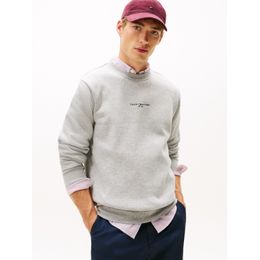 Sweatshirt Tommy Hilfiger "TOMMY LOGO TIPPED CREWNECK", Herren, Gr. XL, grau (light grau heather), Sweatware, Obermaterial: 63% Baumwolle, 37% Polyester, regular fit h&uuml;ftbedeckend, Rippb&uuml;ndchen kontrastfarben, Sweatshirts Sweatshirt