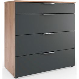 Schubkastenkommode wimex "Level by fresh to go", schwarz (front graphit, korpus plankeneiche nachbildung), B:81cm H:84cm T:41cm, Holzwerkstoff, Sideboards, Schubkastenkommode, 4 Schubladen mit soft-close Funktion, 81cm breit, 84cm hoch