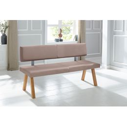 Bank OTTO HOME "Mobilar Rio", grau (taupe), B:160cm H:89cm T:53cm, Sitzb&auml;nke, Bank, mit R&uuml;ckenlehne und aus Massivholz