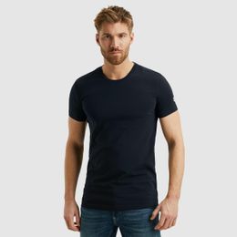 PME-Legend T-Shirt PME LEGEND "PME 2-packbasict-shirt", Herren, Gr. XL, blau (schwarz sapphire), Jersey, Obermaterial: 95% Baumwolle, 5% Elasthan, unifarben, regular fit normal, Rundhals, Shirts T-Shirt