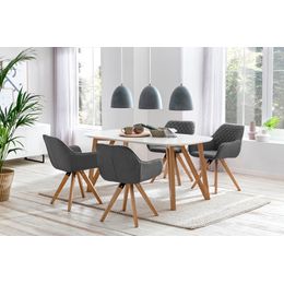 Essgruppe Salesfever "V&auml;xj&ouml; - Moderner Esstisch inkl. St&uuml;hle f&uuml;r gem&uuml;tliche Mahlzeiten", grau, Sitzm&ouml;bel-Sets, Essgruppe, bestehend aus 4 modernen Polsterst&uuml;hlen und einem 160 cm breiten Tisch