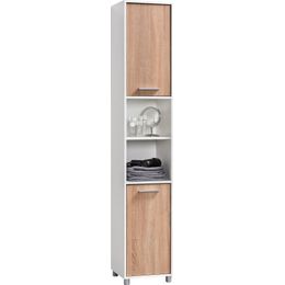 Hochschrank Procontour "Betty", wei&szlig; (wei&szlig;, sonoma eiche), B:35cm H:192cm T:34cm, Holzwerkstoff, Schr&auml;nke, Hochschrank, Breite 35 cm mit 6 F&auml;cher