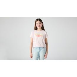 T-Shirt LEVI'S KIDS "LVG STRAWBERRY SS BATWING TEE", M&auml;dchen, Gr. 8 (128), crystal pink, Jersey, Obermaterial: 60% Baumwolle, 40% Polyester, bedruckt, regular fit normal, Rundhals, Shirts T-Shirt, mit Logo Print