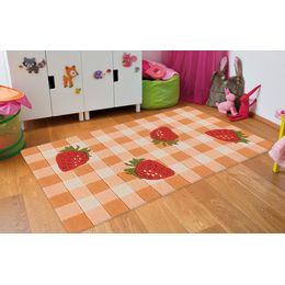 Teppich Arte Espina "Joy 996", rot, B:70cm H:22mm L:140cm, Obermaterial: 100% Modacryl, Teppiche, Teppich, Farbenfrohes Design mit s&uuml;&szlig;en Erdbeeren