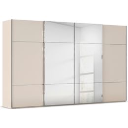 Schwebet&uuml;renschrank Rauch "Kleiderschrank Schrank Garderobe Schlafzimmerschrank SCALE-TRIO", beige (champagner, glas champagner, griffleisten chrom), B:360cm H:223cm T:68cm, Holzwerkstoff, Schr&auml;nke, Schwebet&uuml;renschrank, edle dreigeteilte Front mit 2 Zierleisten Spiegel/Glas MADE IN GERMANY