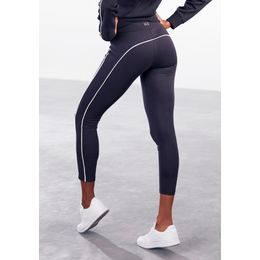 H.I.S. Leggings H.I.S, Damen, Gr. 52/54, N-Gr, blau (marine), Single Jersey, Obermaterial: 95% Baumwolle, 5% Elasthan, unifarben, Basic, figurbetont lang, Hosen Leggings, mit schmalen Streifen, Loungewear, Topseller