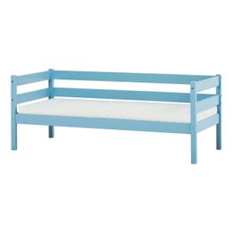 Einzelbett Hoppekids "ECO Comfort Kinderbett, Kiefer Massivholz, Jugendbett inkl. Rollrost", blau (traum blau), B:76cm H:65cm L:166cm, Kiefer massiv, Betten, Einzelbett, 70x160 cm, wahlweise in verschieden Farben/ Matratze/ Absturzsicherung